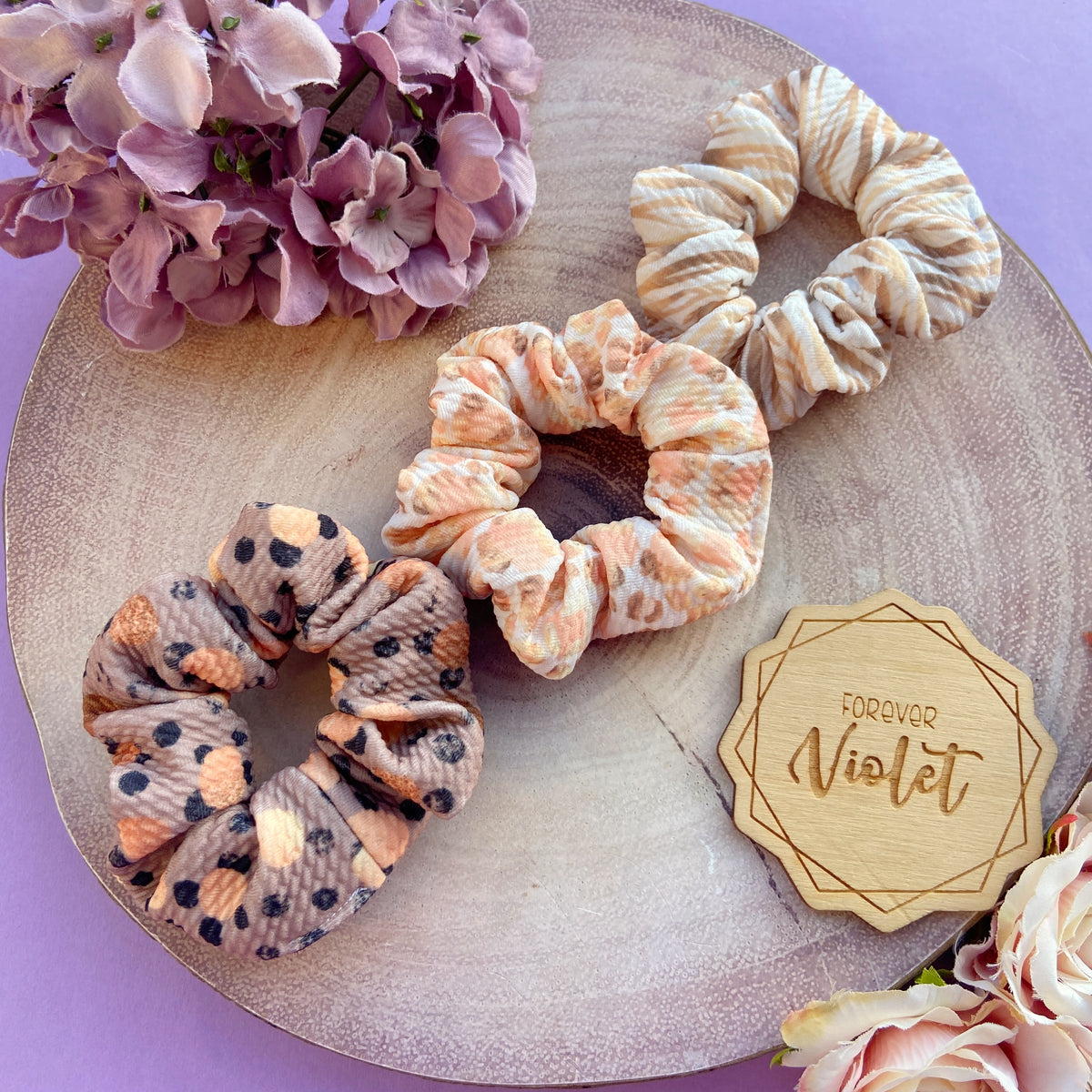 Golden Safari Scrunchie Collection – Forever Violet